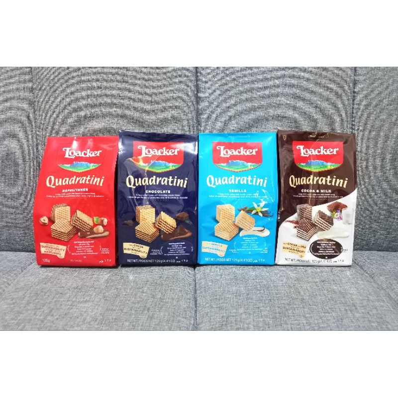 Jual Loacker Wafer 125 gram Quadratini Napolitaner, Chocolate, Vanilla ...