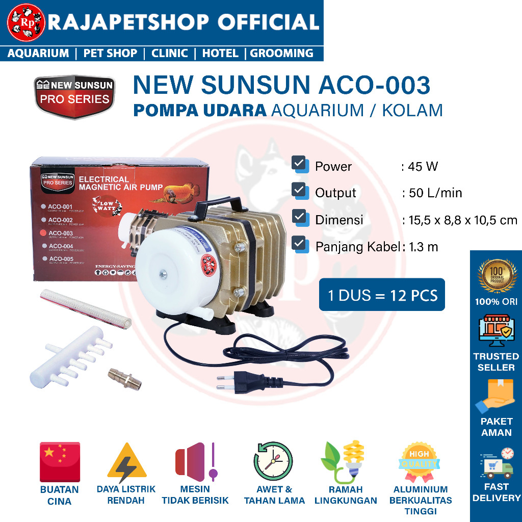 Jual ( AIR PUMP ) NEW SUNSUN ACO 003 POMPA UDARA KOLAM IKAN TAMBAK ...