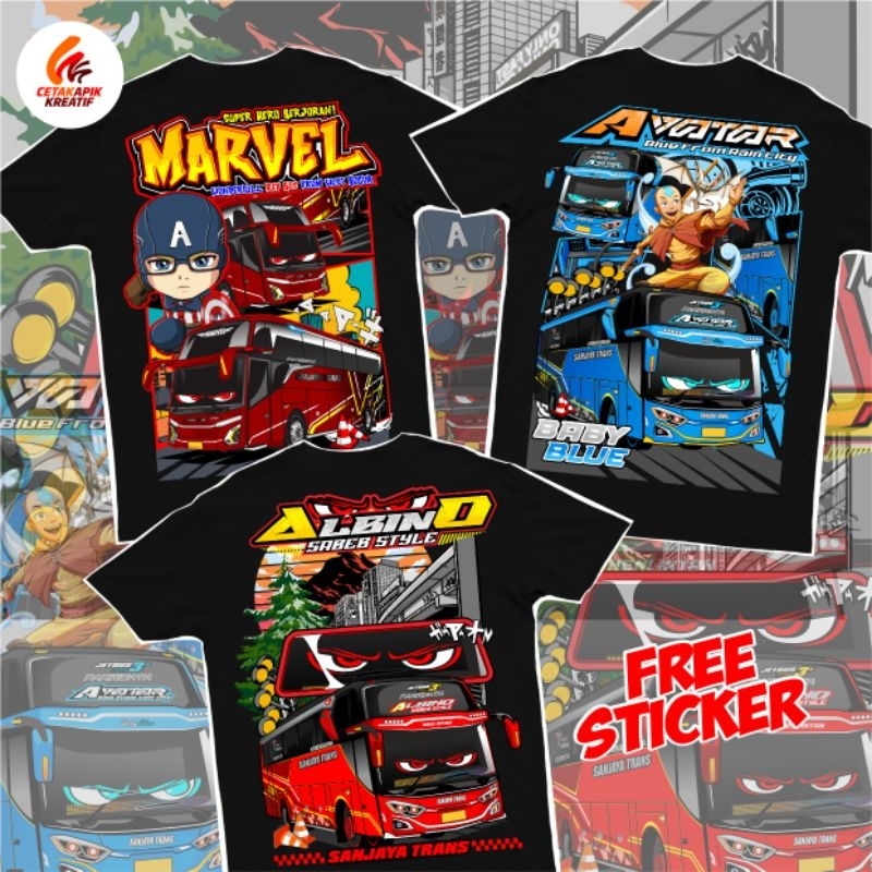 Jual (free sticker + ganci)KAOS BUS MANIA AVATAR PANGLIMA MARVEL ALBINO ...