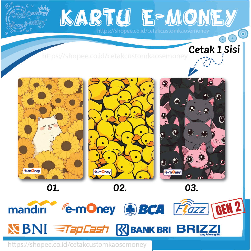 Jual KARTU E MONEY E TOLL GAMBAR KARTUN HEWAN KUCING BEBEK LUCU E ...