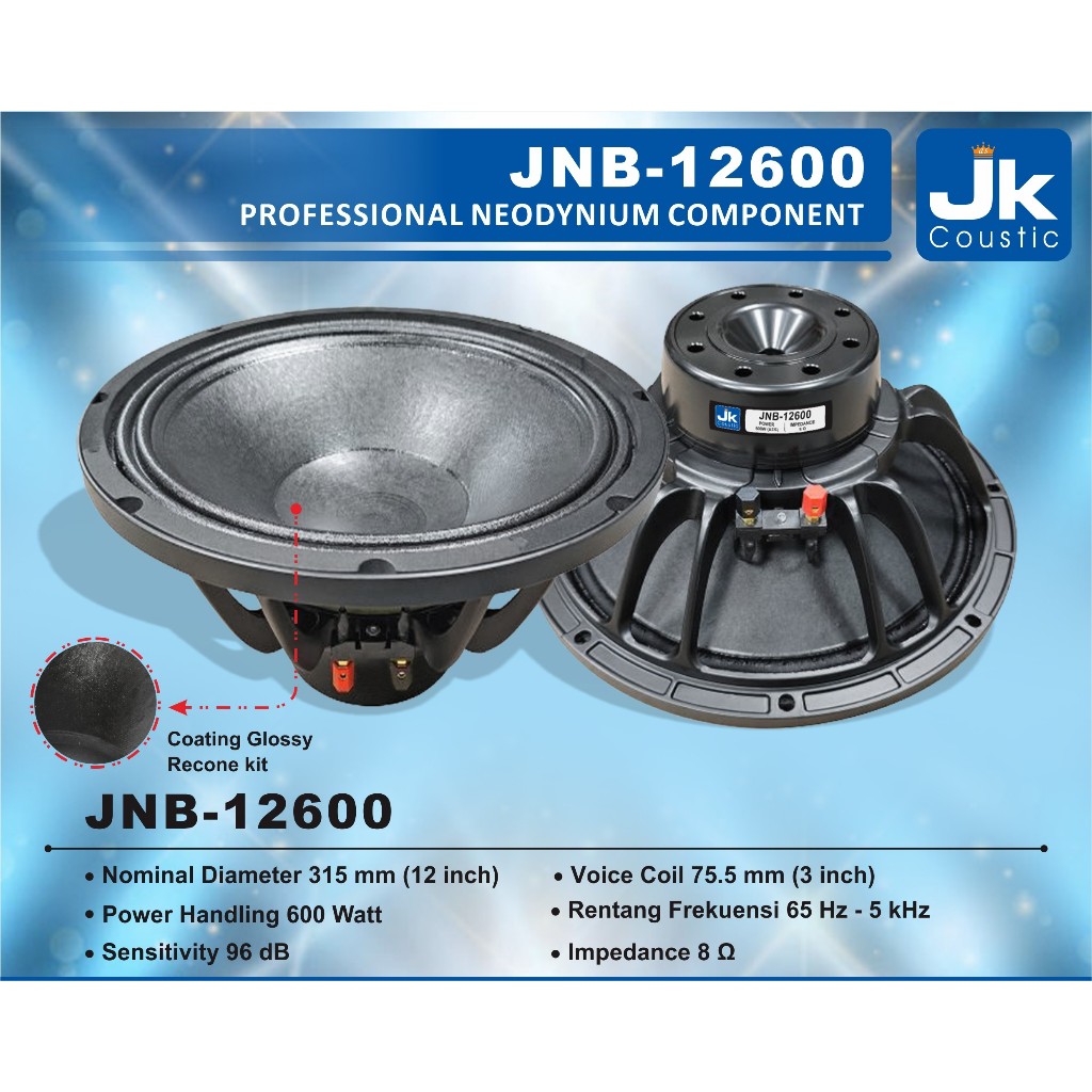 Jual Speaker Neo 12 inch Jk Coustic JNB-12600 komponen neodynium 12 ...