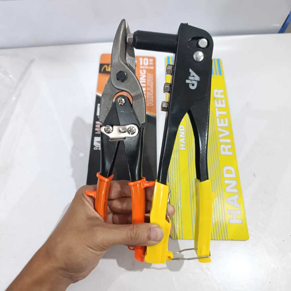 Jual PAKET Tang Rivet + Gunting Baja Ringan Seng Galvalum Holo Hollow ...
