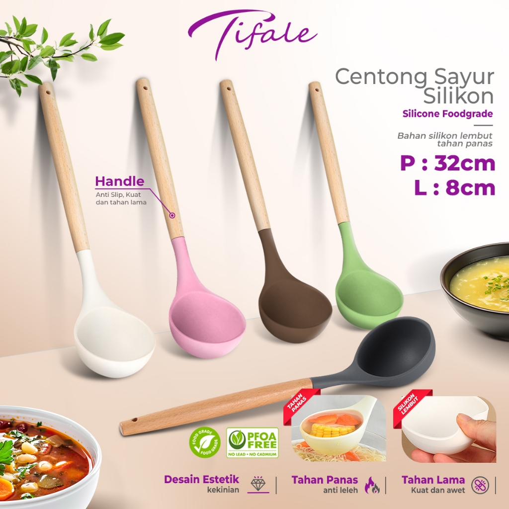 Jual Tifale Sutil Centong Kuah Silikon Sendok Sayur Tahan Panas Anti ...