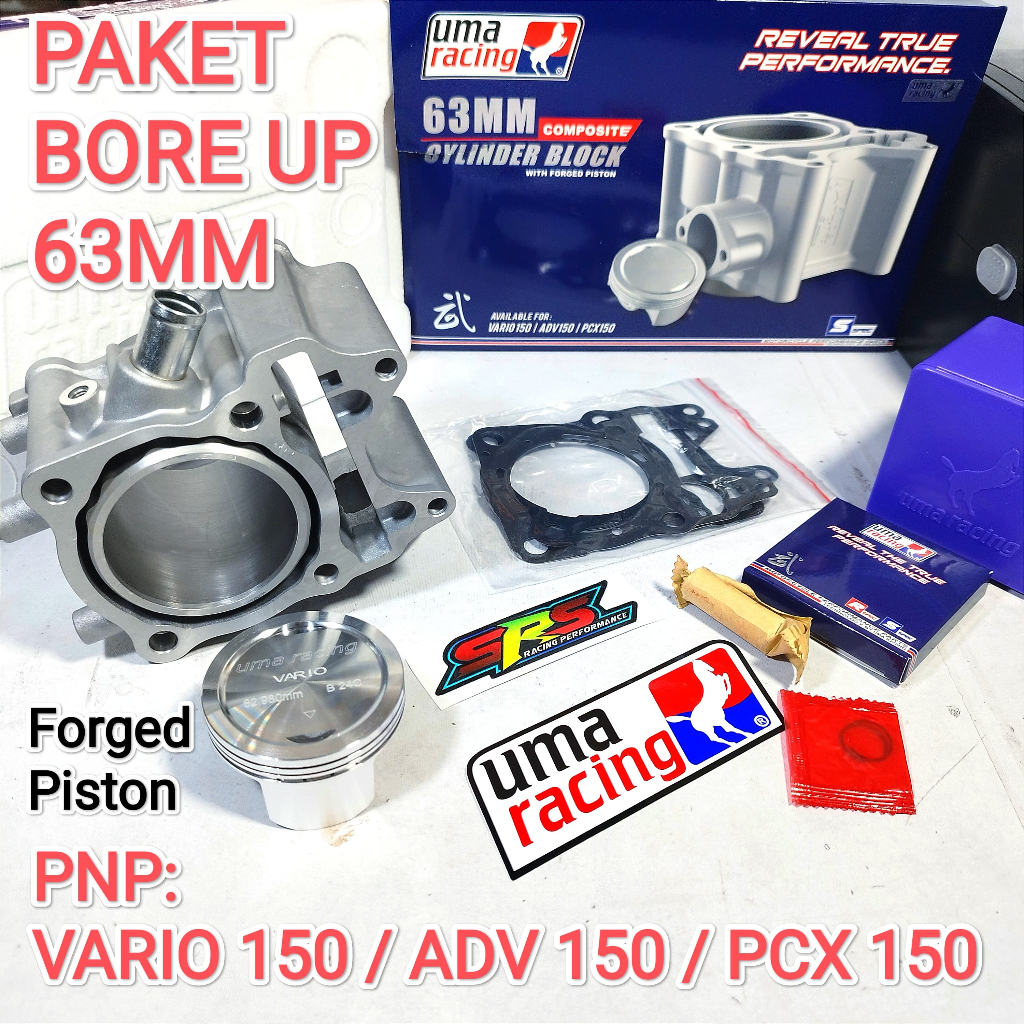 Jual UMA RACING BLOK SEHER BORE UP 63MM VARIO 150 PCX 150 ADV 150 FORGED PISTON | Shopee Indonesia