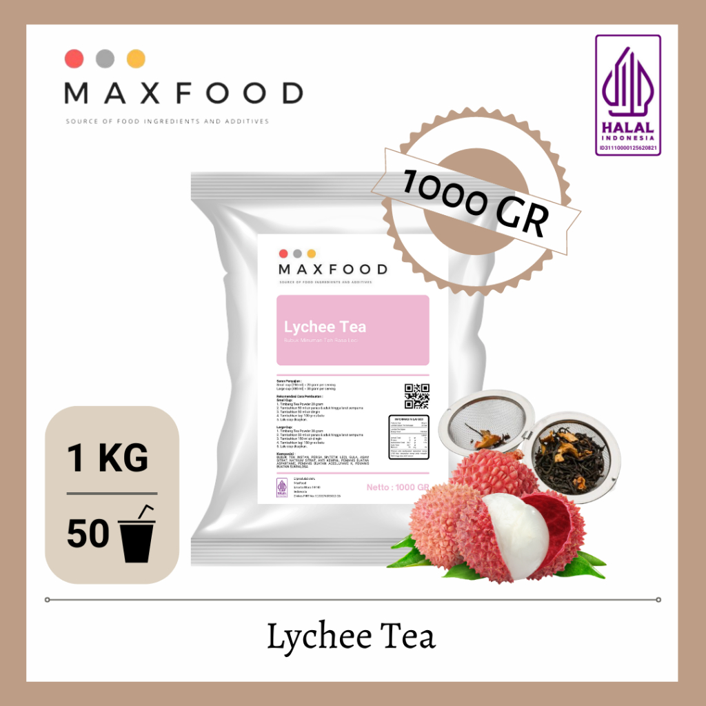 Jual MAXFOOD PREMIX LYCHEE TEA / MAX FOOD BUBUK MINUMAN RASA BUAH LECI ...