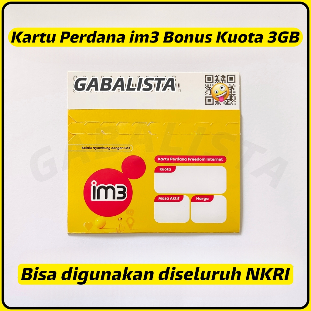 Jual Kartu Perdana im3 0k Bonus Kuota 3GB SEGEL 28-Feb-2026 isat indosat | Shopee Indonesia