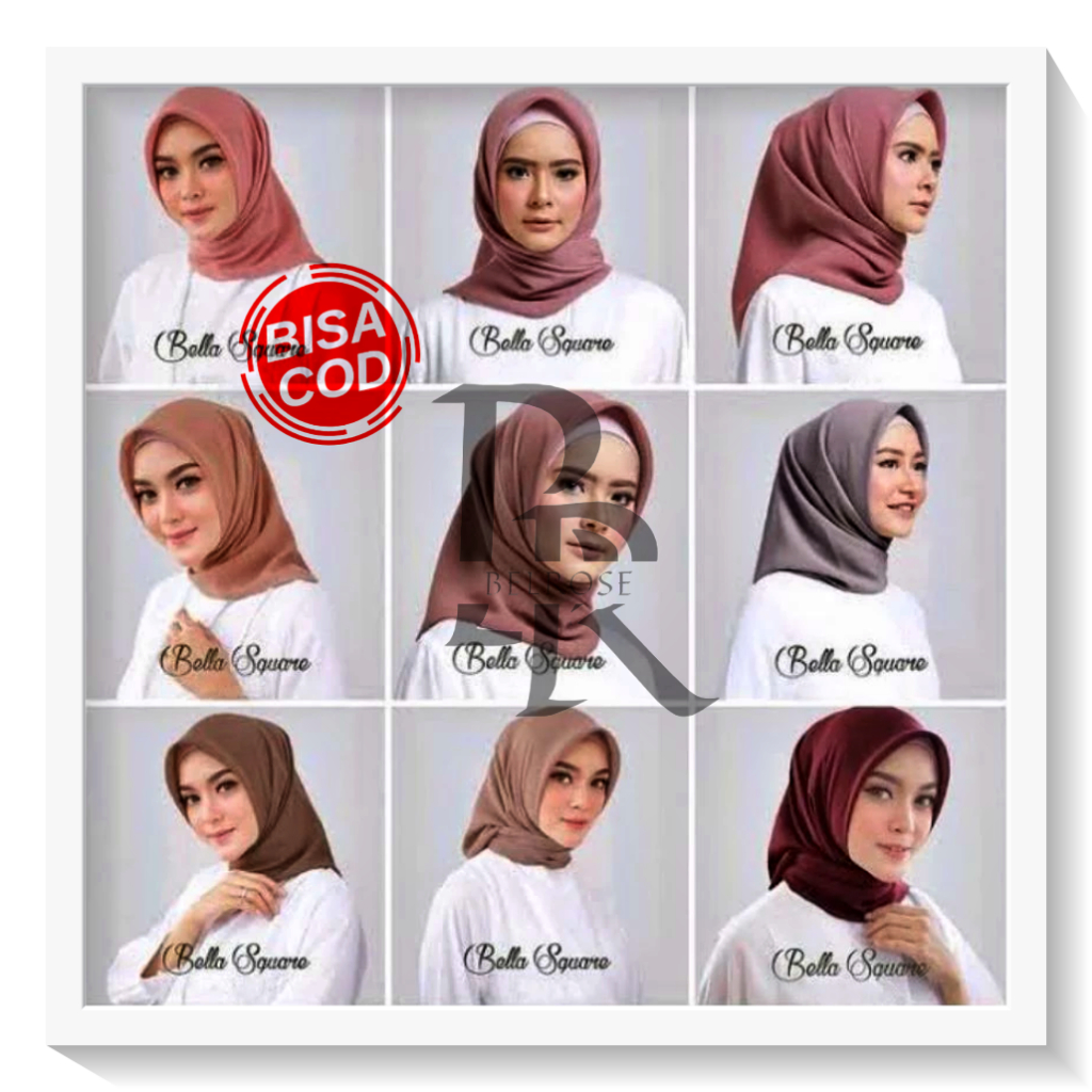 Jual Jilbab Bella Square Premium 70 Warna | HIjab 115x115cm | Hijab Kerudung Segi Empat | Hijab ...