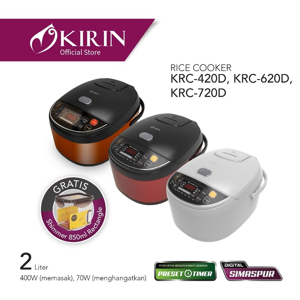 Jual Kirin Rice Cooker Digital 2 Liter Series | Shopee Indonesia