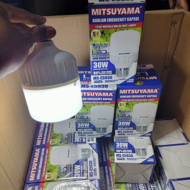Jual Lampu emergency ac-dc 30 watt kapsul ms-E5930 baterai lithium 18650 6800mAh lampu hemat ...