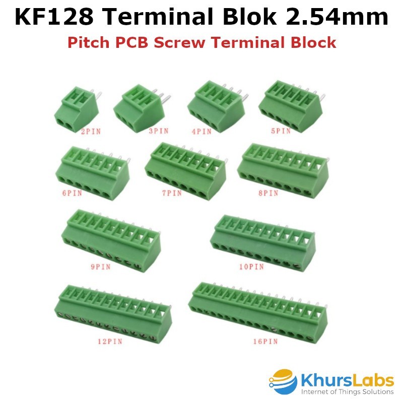 Jual KF128 10P 2.54mm Pitch PCB Screw Terminal Block 2/3/4/5/6 Pin T Blok | Shopee Indonesia