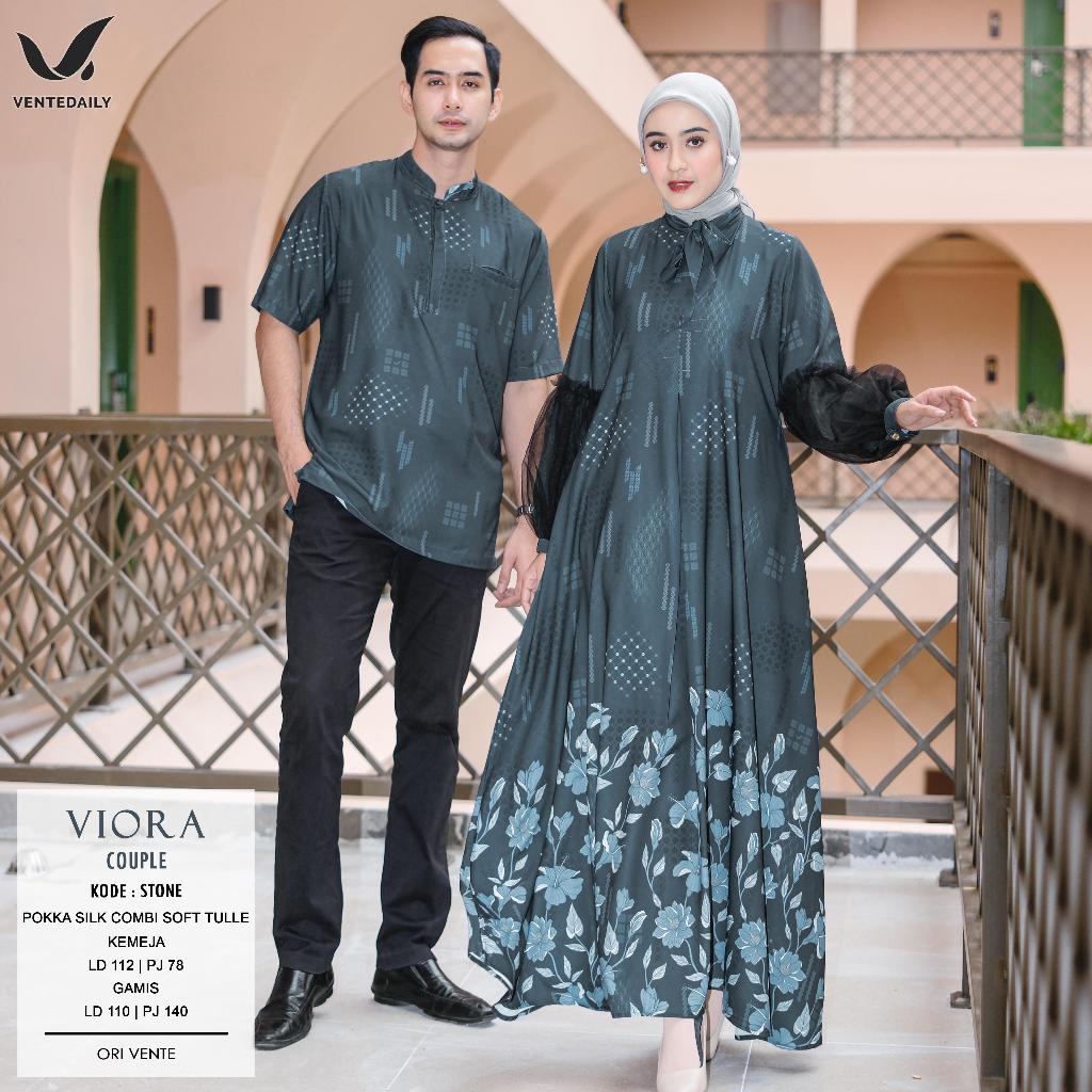Jual Baju Couple Pasangan Muslim Kekinian Outfit Lebaran 2025 Viora ...