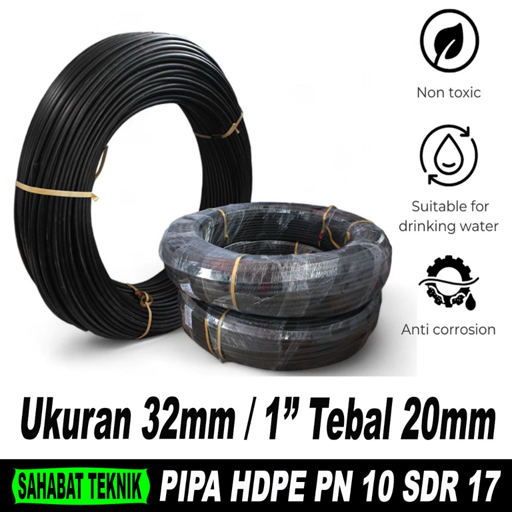 Jual Pipa PE 1" Pipa HDPE 1 inch 32 mm Pipa PDAM Selang PE Pipa Hitam Selang Air Per Meter ...
