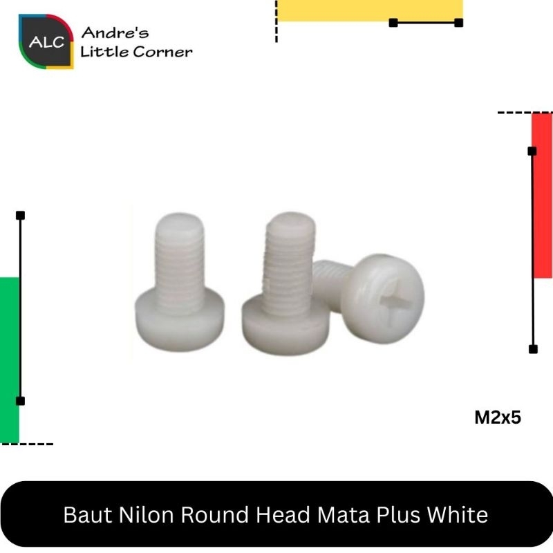 Jual Baut Bolt M2 5mm Plastik Nilon Mata Plus JP Round Head Putih 5 mm ...