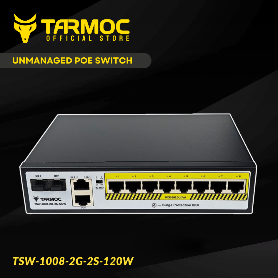 Jual Tarmoc TSW-1008-2G-2S-120W | 8 Port Gigabit POE 802.3af/at POE Switch 120W | Shopee Indonesia