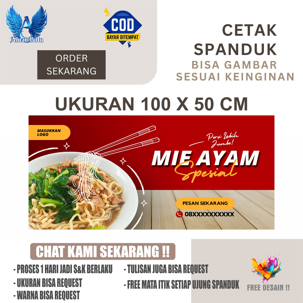 Jual Cetak Spanduk Banner Mie Ayam Spesial Costom Desain | Shopee Indonesia