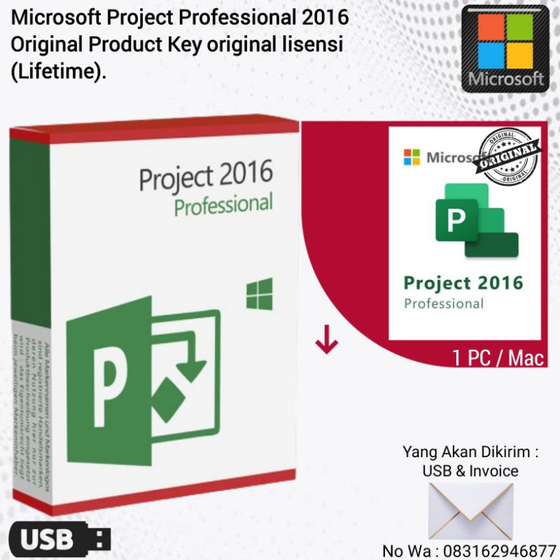 Jual Microsoft Project Professional 2016 Original Product Key 2 PC (Lifetime) | Shopee Indonesia