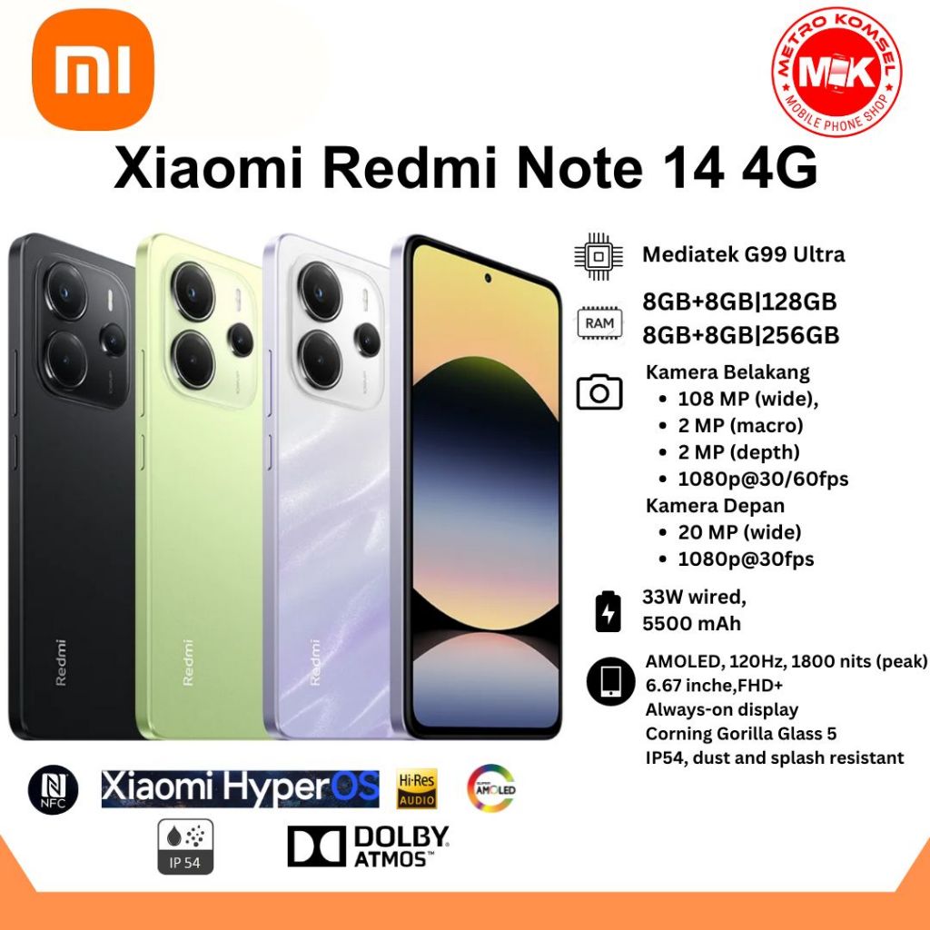 Jual Xiaomi Redmi Note 14G Mediatek G99 Ultra | Shopee Indonesia
