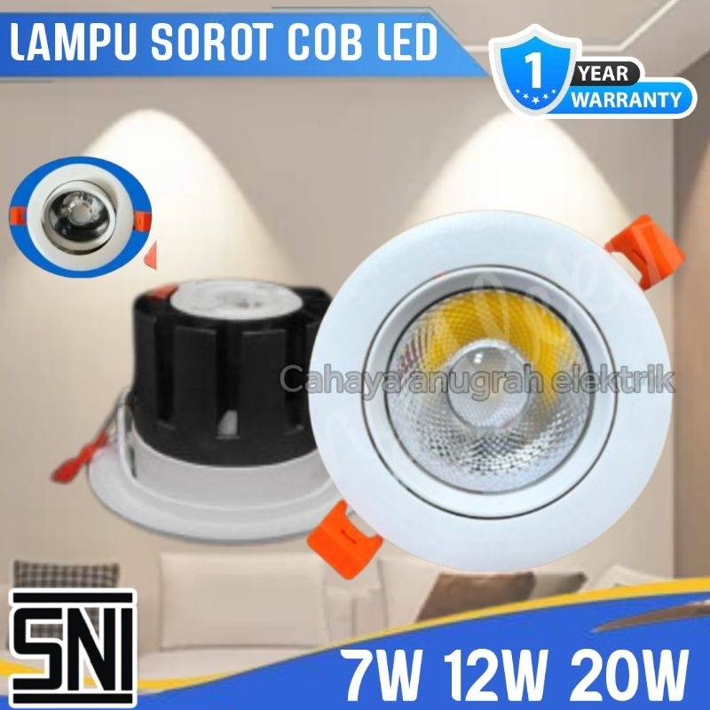 Jual Lampu sorot plafon COB spot light Lampu downlight LED spotlight 7W 12W 20W BERGARANSI ...