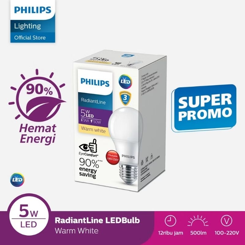 Jual Philips RadiantLine Lampu LED Bulb 5W 6500K Putih | Shopee Indonesia