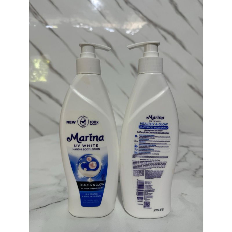 Jual MARINA UV WHITE BIRU PUMP KEMASAN 350ML | Shopee Indonesia