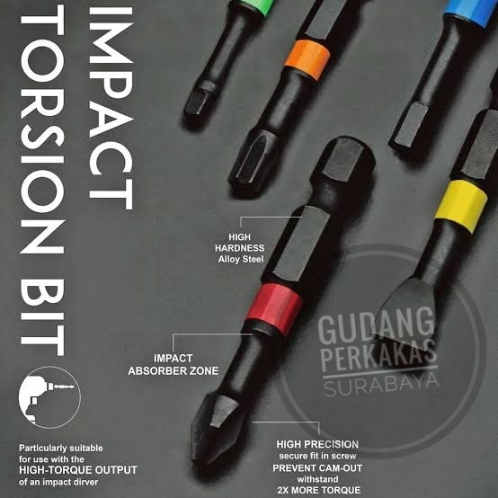 Jual mata obeng impact hex bit impact driver mata obeng angin impact ...