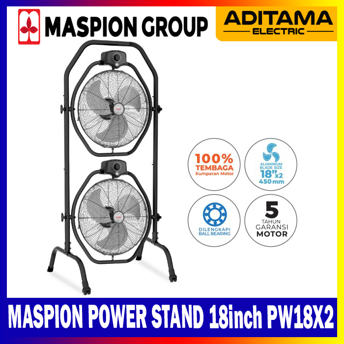 Jual GOJEK MASPION POWER STAND DOUBLE FAN 18inch PW18X2 PW-18x2 ...