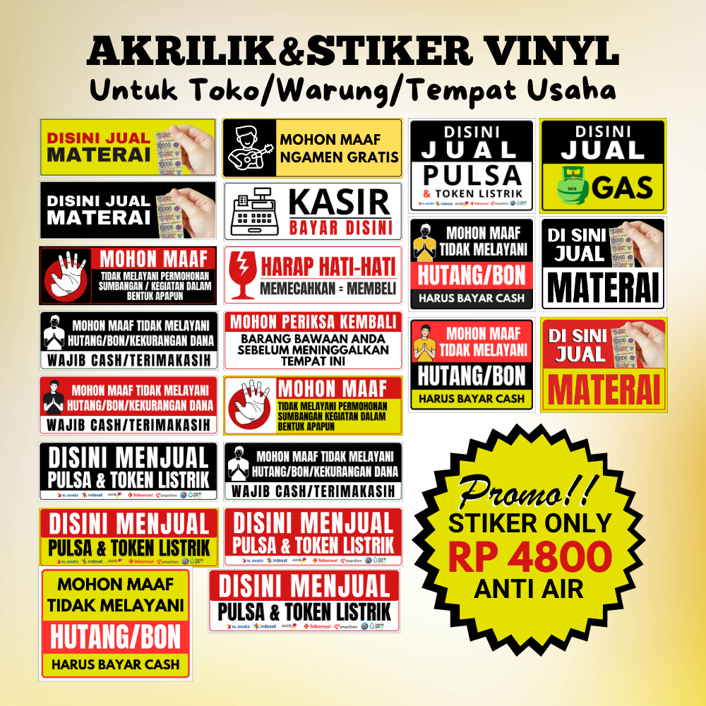 Jual Stiker Vinyl Untuk Warung/Toko / Jual Pulsa dan Token Listrik ...