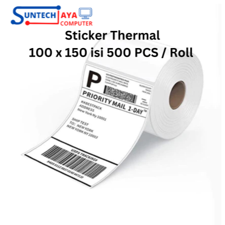 Jual Kertas Sticker Thermal 100x150 mm isi 500Pcs/Roll, Label Resi 100 ...