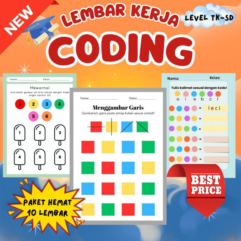 Jual LEMBAR KERJA CODING ANAK TK-SD | Shopee Indonesia