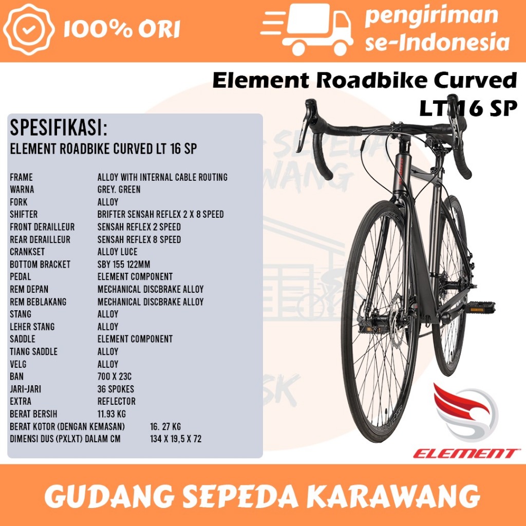 Jual SEPEDA BALAP ELEMENT ROADBIKE CURVED LT 16 SPEED (2 x 8 SPEED ...