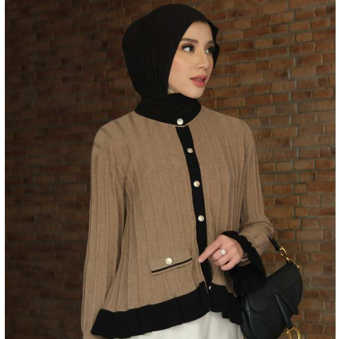 Jual GONEGANI OFFICIAL - Cardigan Wanita Bahan Rajut Ruffle Berkancing ...