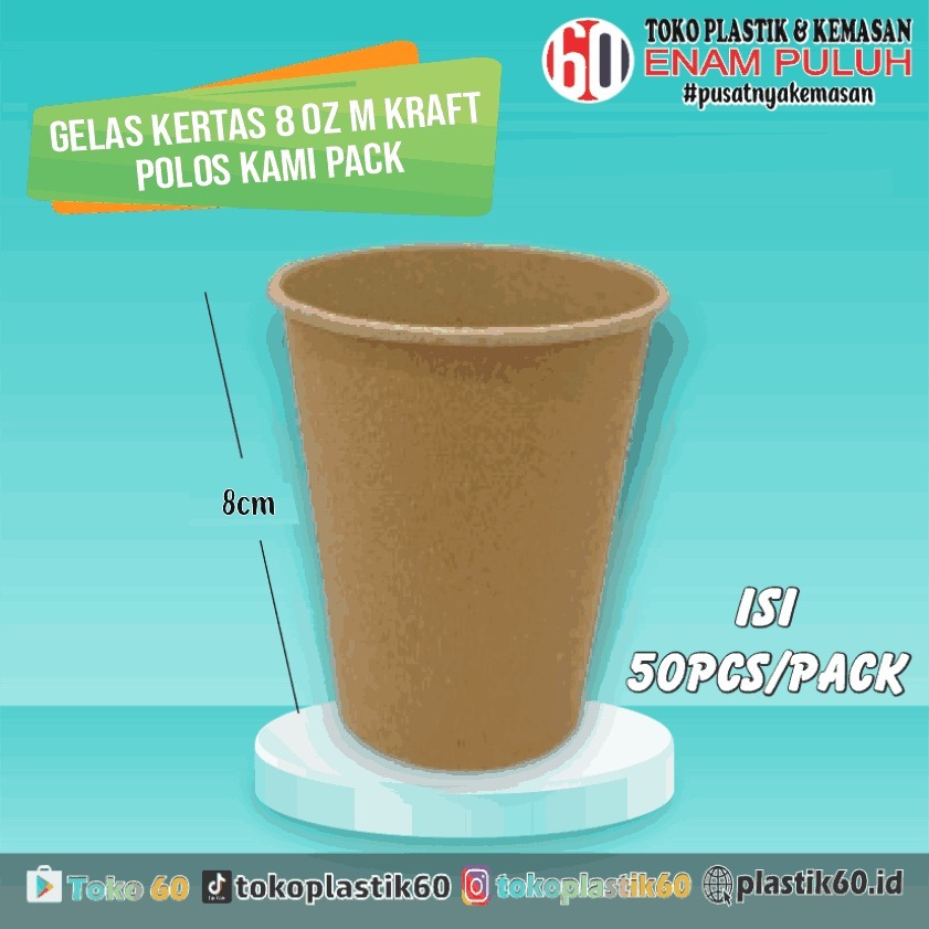 Jual Paper cup gelas kertas 8 oz M gelas kopi POLOS 50 pcs Kami Pack | Shopee Indonesia