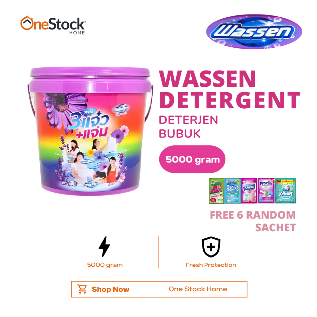 Jual Wassen Detergent 5000 gram (Free 6 Random Sachet) | Detergent ...