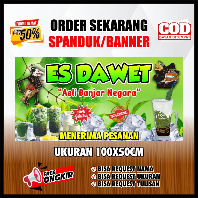 Jual spanduk baligo/banner es dawet ukuran 100cmx50cm | Shopee Indonesia