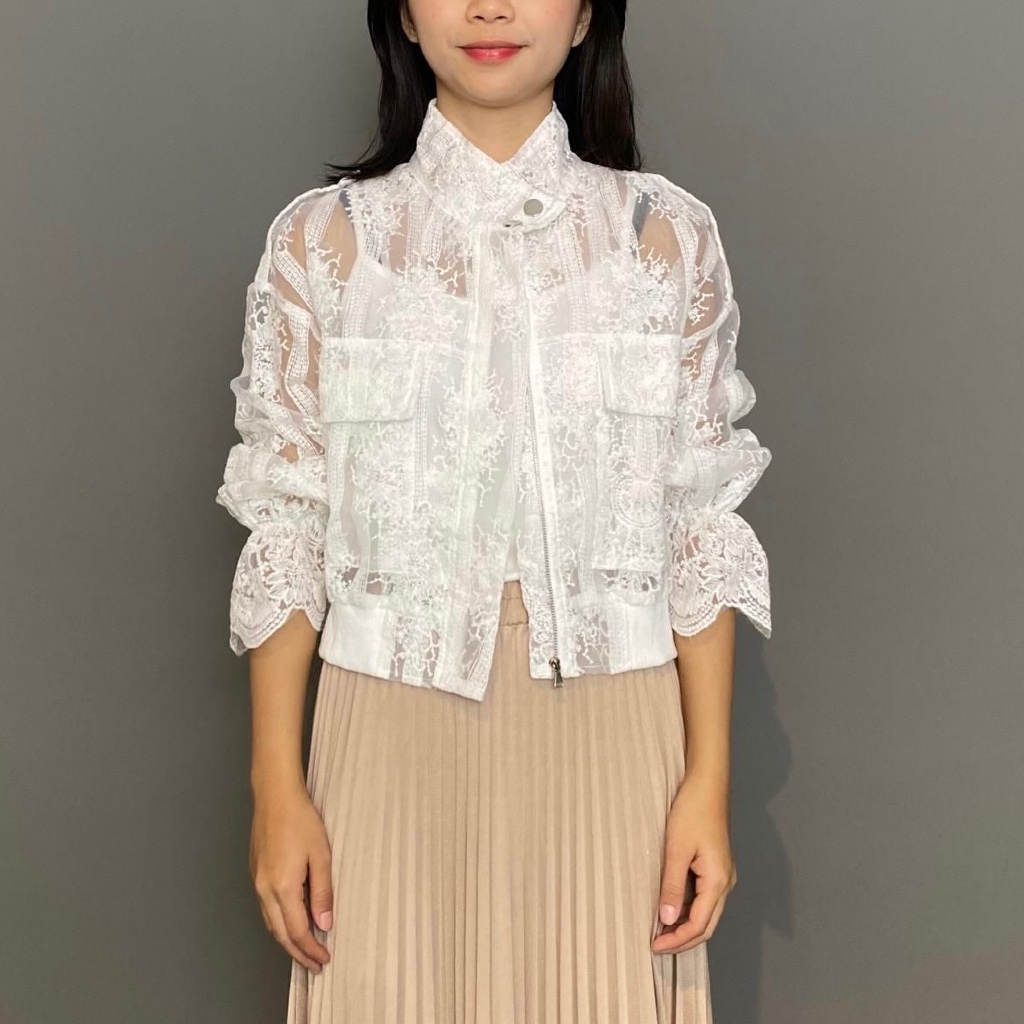 Jual Magnolia Collection Atasan Wanita Lace Jacket Brokat Putih ...