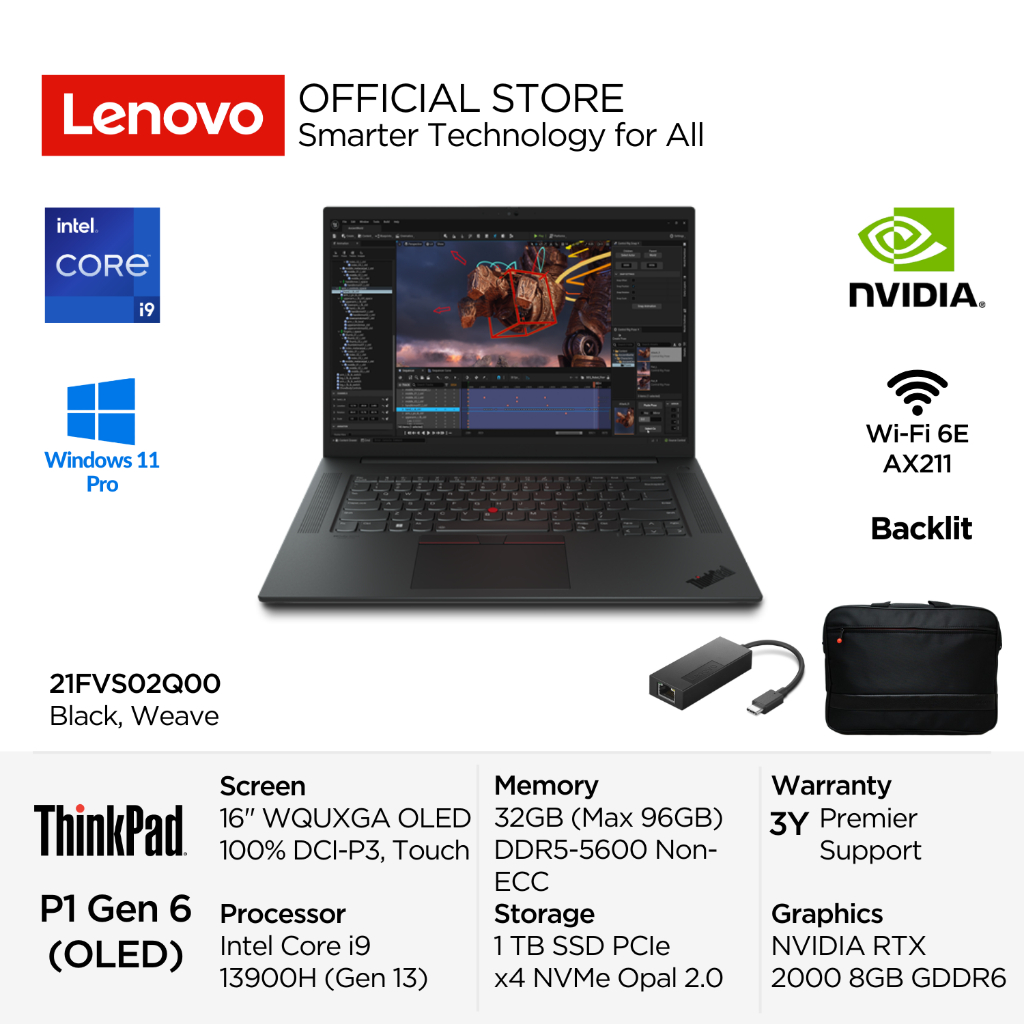 Jual Lenovo ThinkPad P1 Gen 6 2Q00 Intel Core i9 13900H vPro Win11 Pro ...