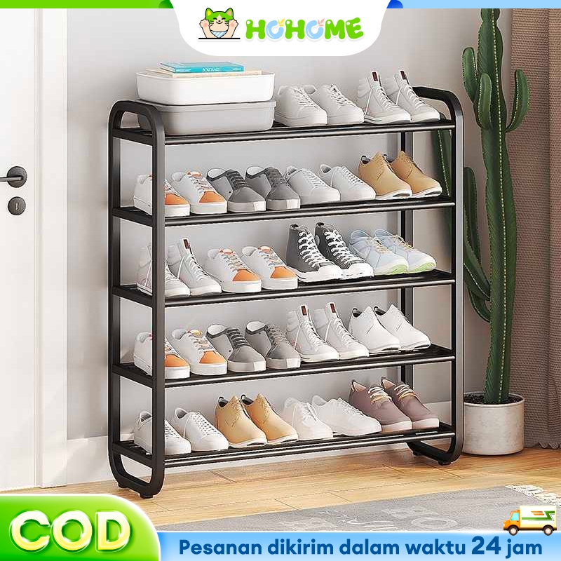 Jual Rak Sepatu Besi Kuat Tebal/Rak Sepatu 4 Susun Minimalis/Tempat ...