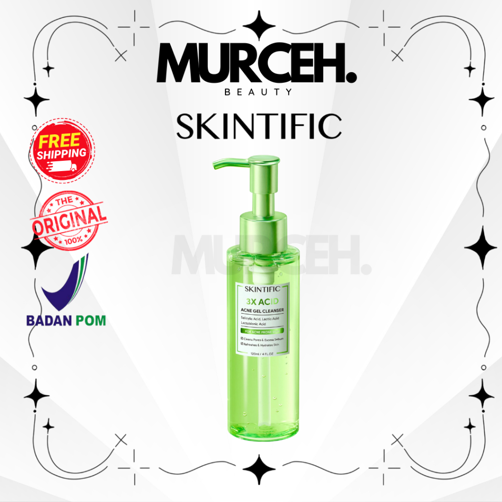 Jual [MURCEH] SKINTIFIC 3X Acid Acne Gel Cleanser 120ml | Facial Wash ...