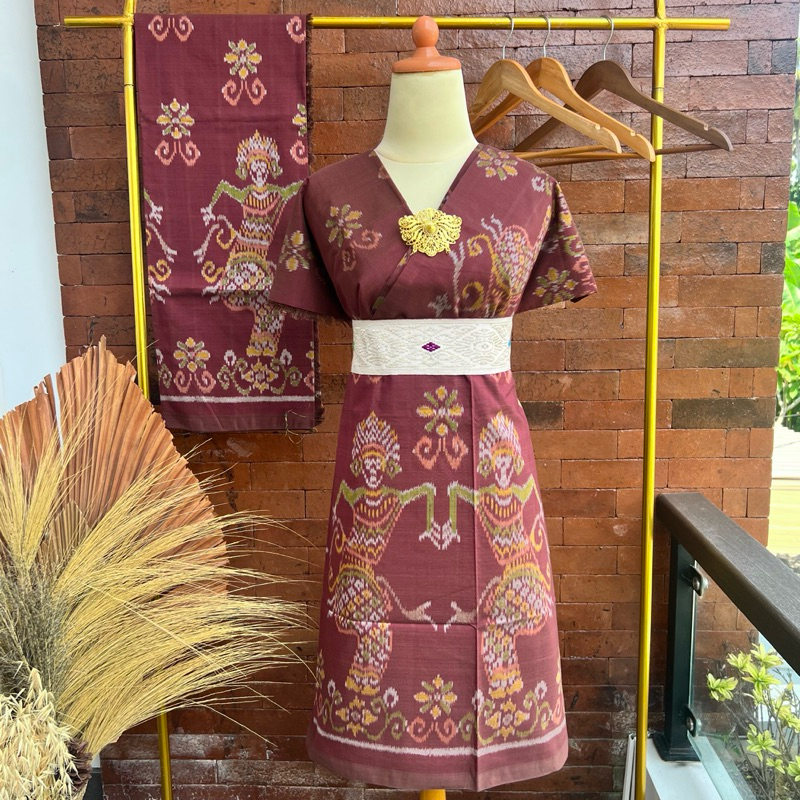 Jual KAIN TENUN ENDEK KHAS BALI MOTIF LEGONG COKLAT GRINGSING | Shopee ...