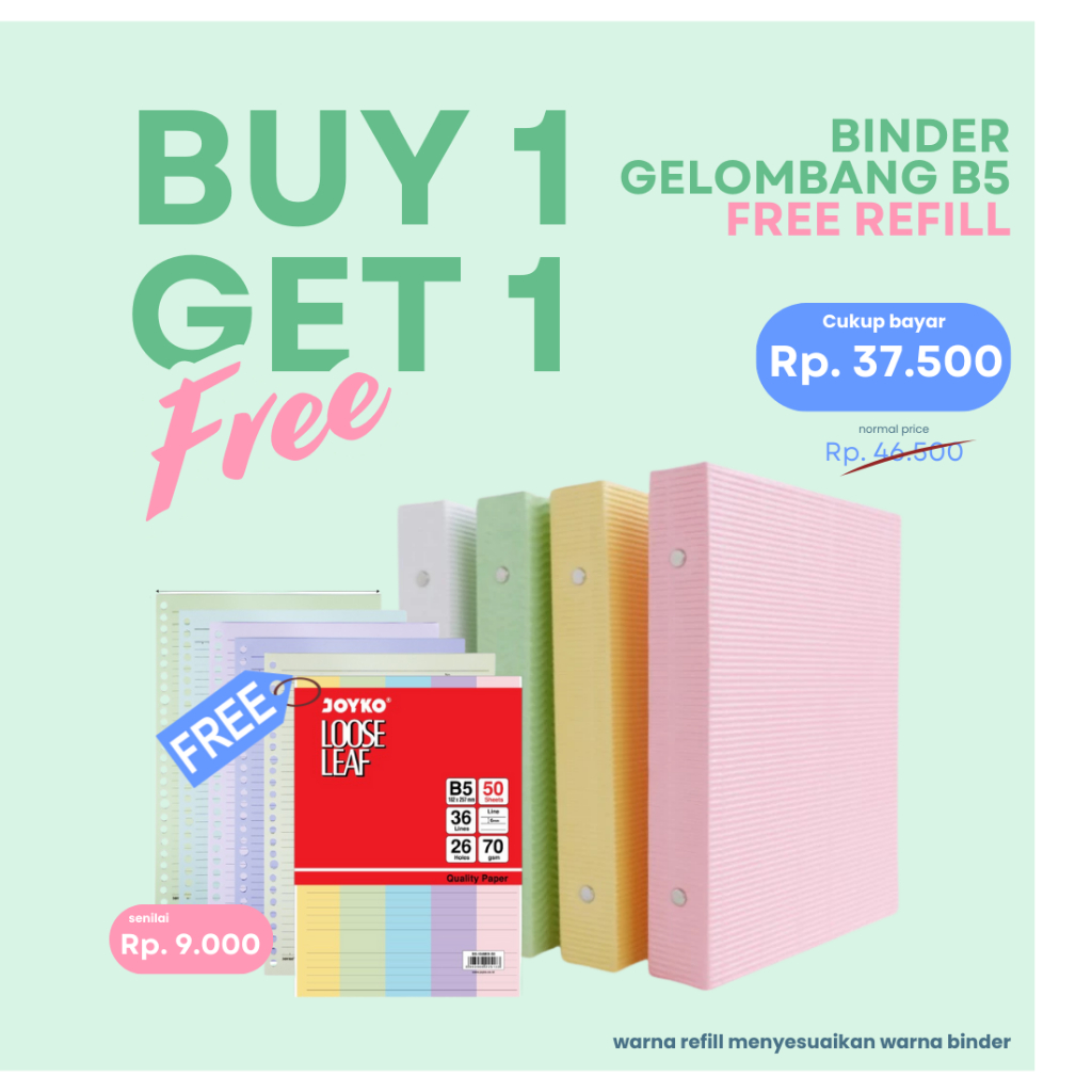 Jual BUY 1 GET 1 Binder Note Multi Ring B5 Pastel Catatan Spiral ...