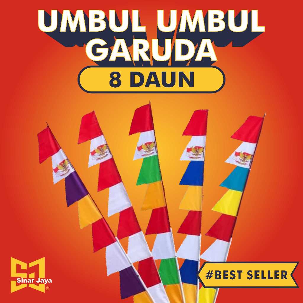 Jual (5 PCS) TERMURAH BENDERA UMBUL UMBUL GARUDA 8 DAUN | Shopee Indonesia