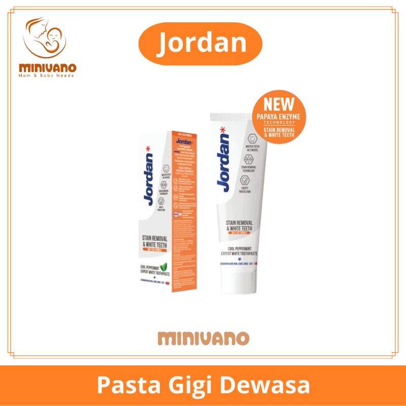 Jual Jordan Stain Removal & White Teeth Peppermint Expert Toothpaste ...