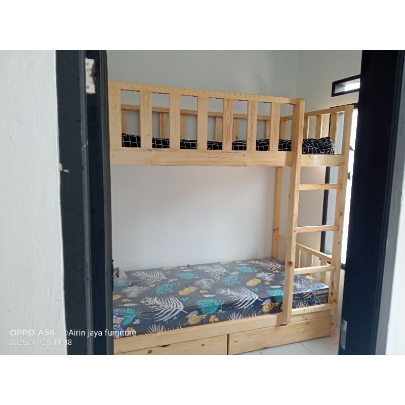 Jual tempat tidur anak tingkat tangga biasa ukuran 90x200 laci 2pcs ...