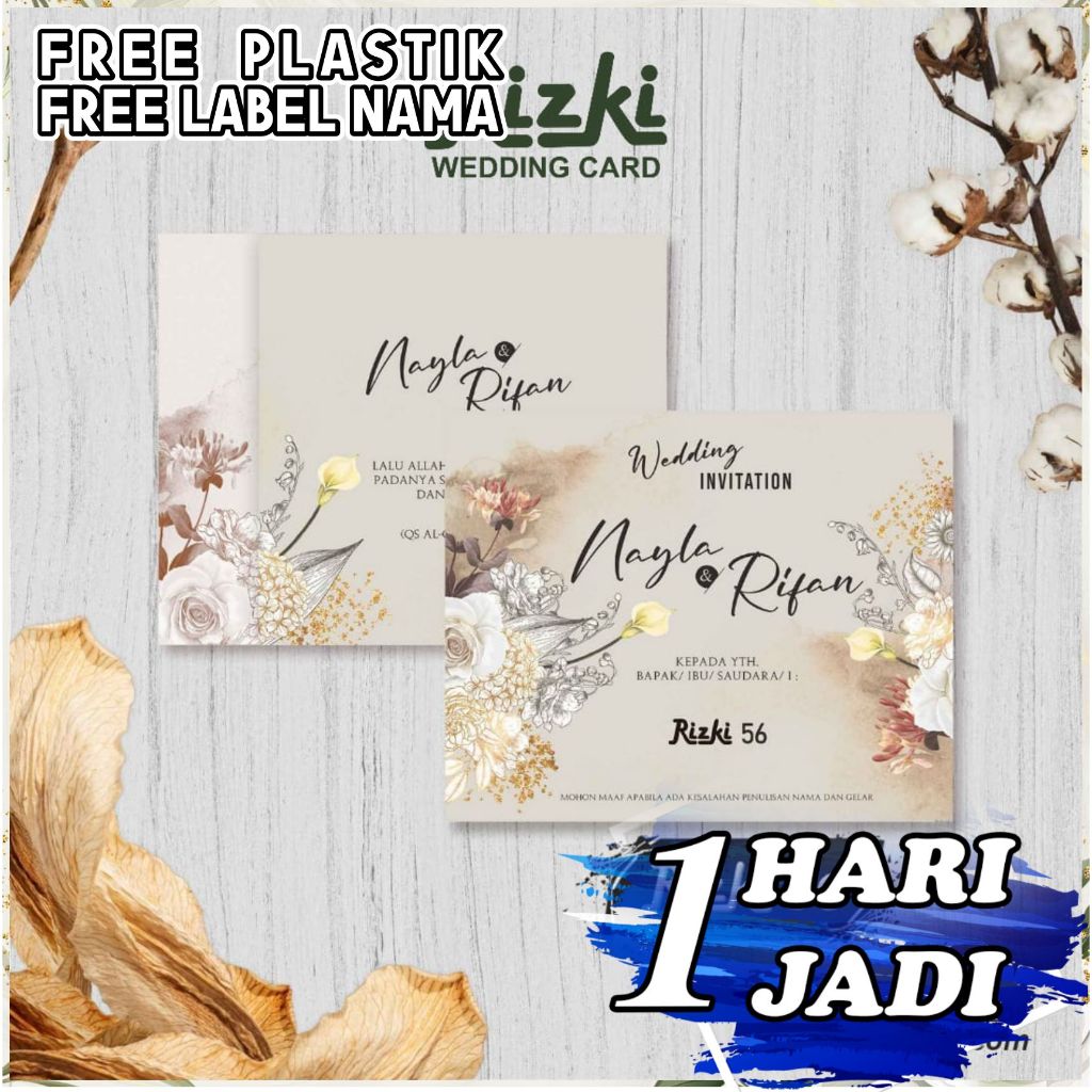 Jual Cetak Undangan Pernikahan Rustik Elegan Unik Desain Terbaru Rizki ...