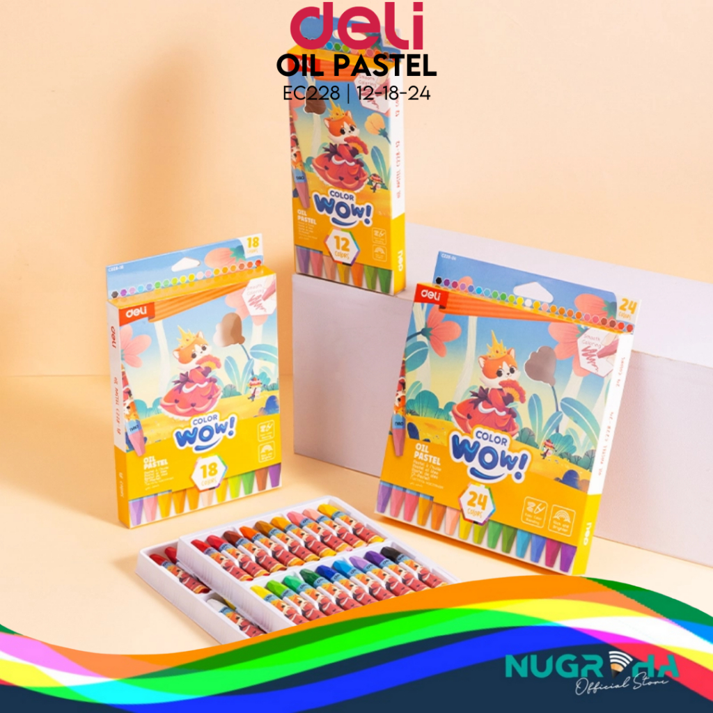 Jual DELI C228 12 18 24 WARNA OIL PASTEL CRAYON ALAT MEWARNAI COLOR WOW ...