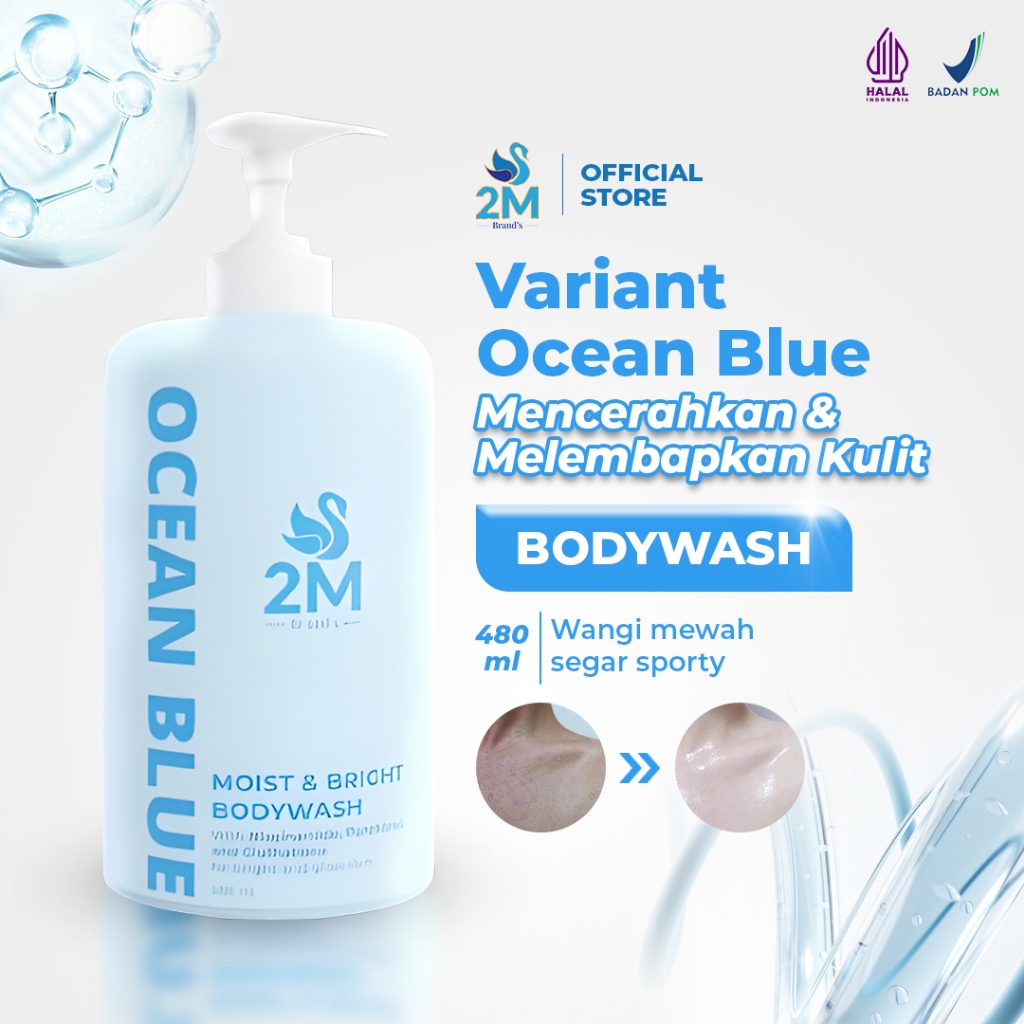 Jual 2M Variant Ocean Blue Bodywash Free Shower Puff Body Wash | Shopee Indonesia
