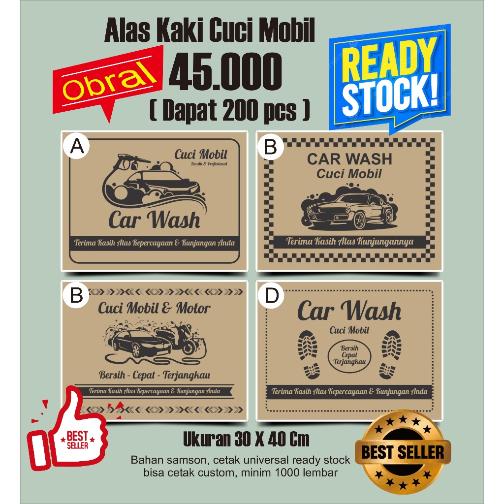 Jual KERTAS ALAS KAKI CUCI MOBIL - KERTAS CARWASH UNIVERSAL UKURAN 30 X ...