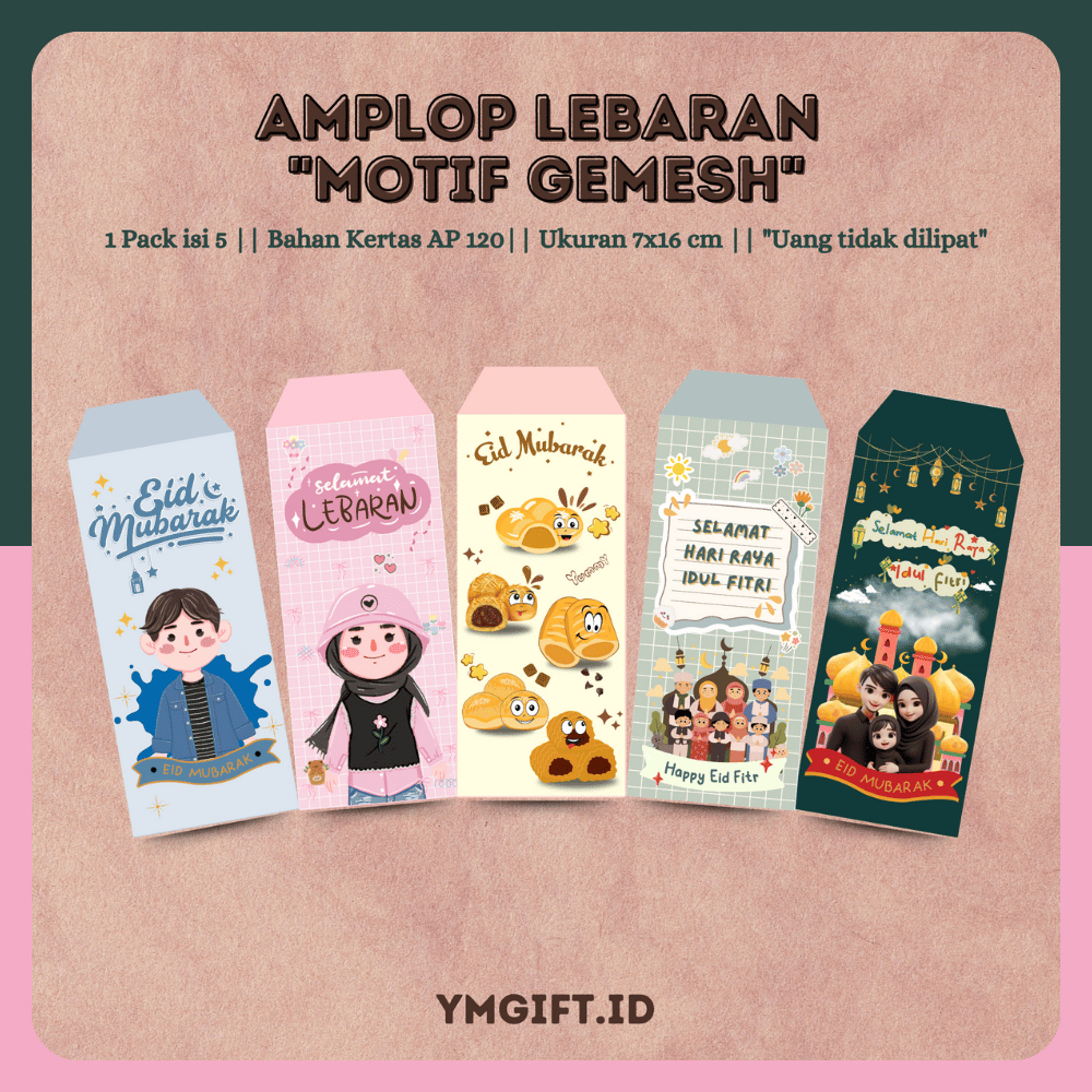 Jual [5 pcs] Premium Amplop lebaran eid mubarak angpau unik lucu kartun panjang besar motif ...