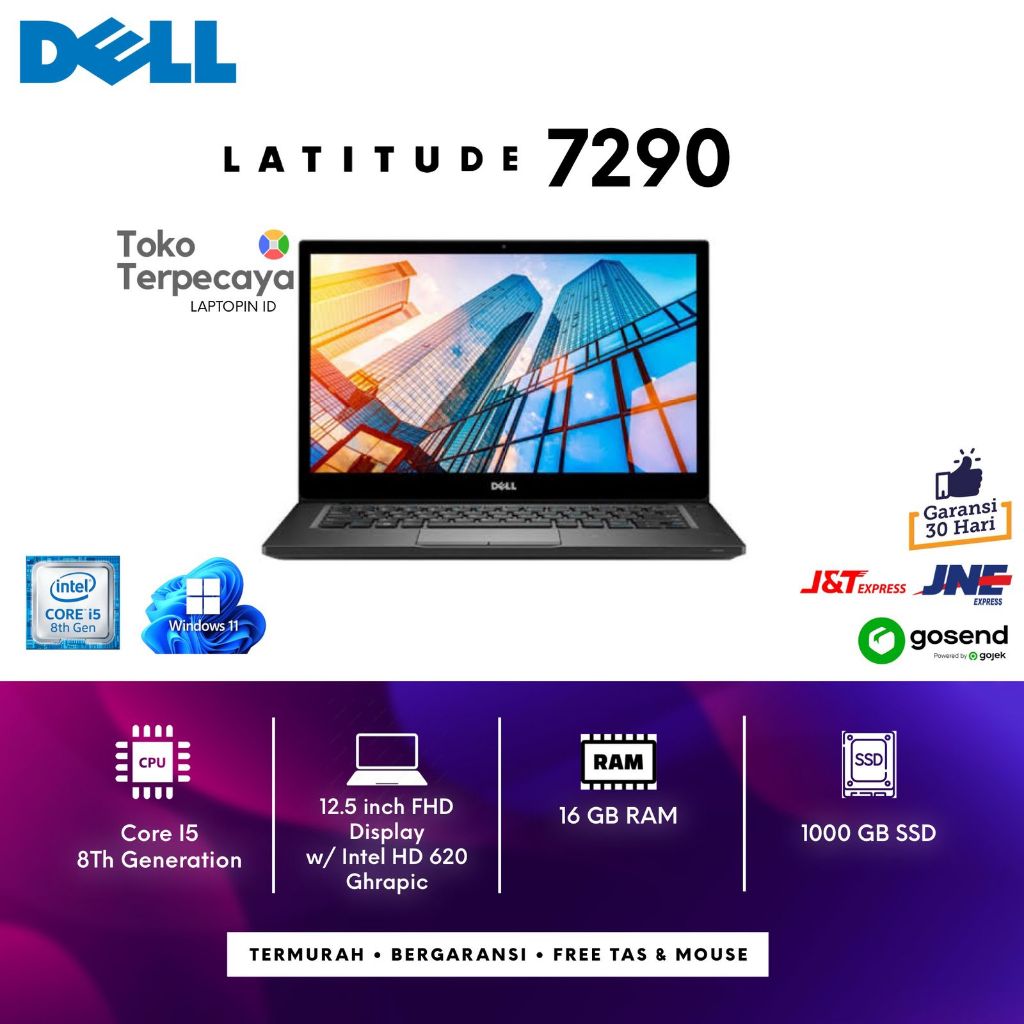 Jual LAPTOP DELL LATITUDE 7290 E7290 CORE I5 Gen 8 RAM UP T0 16GB SSD ...