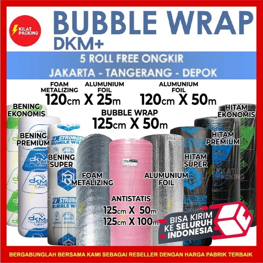 Jual PLASTIK BUBBLE WRAP PREMIUM TERMURAH 125 CM X 50 METER / BUBBLE ...